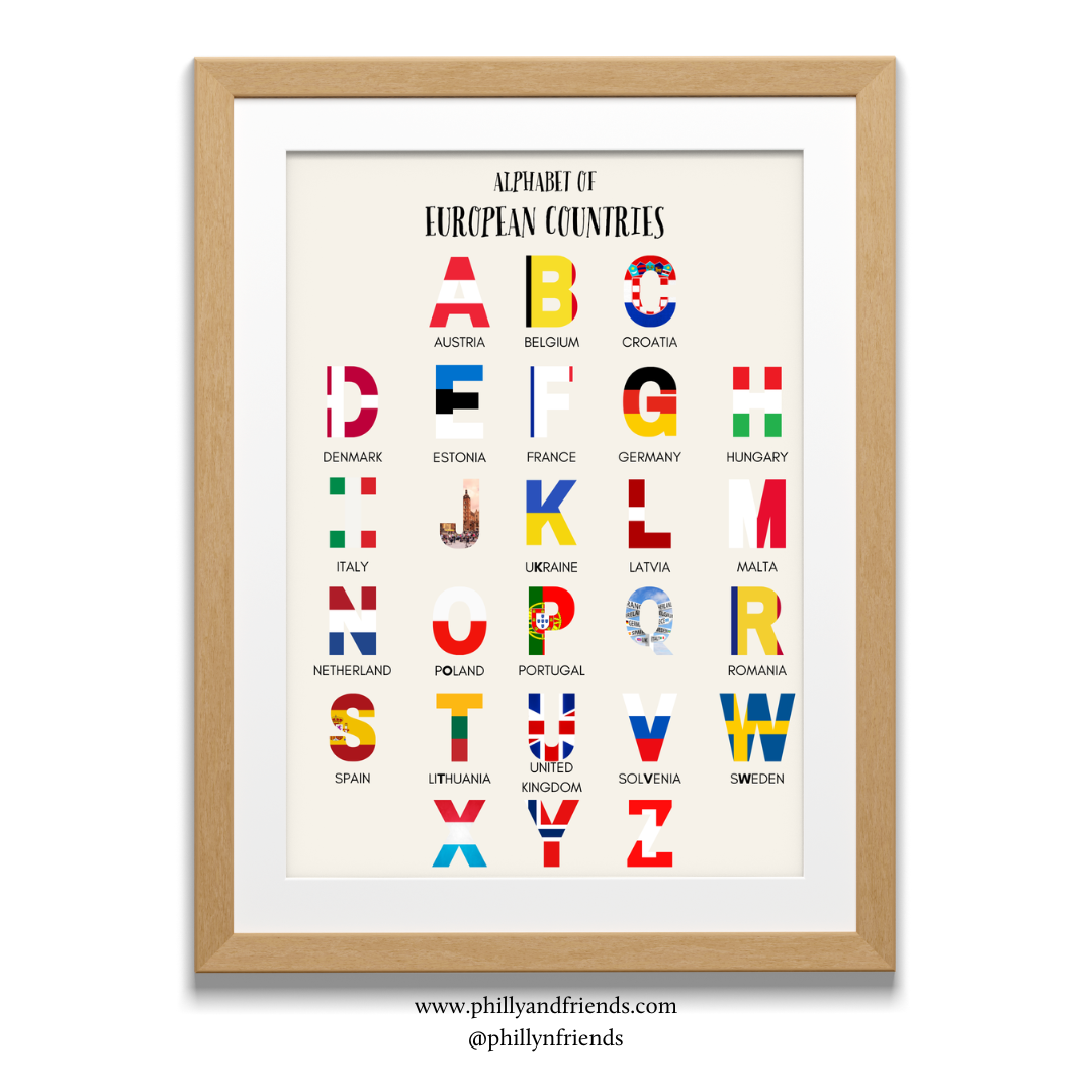 "Discover Europe: Alphabet Poster for Kids | European Flags & Letters ...